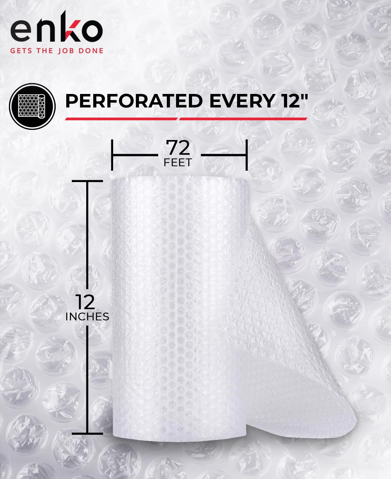 enKo (1 Pack) 12 inch x 72 feet Bubble Cushioning Wrap Roll Perforated 20 Fragile Sticker Labels for Moving Shipping Packing Boxes Supplies