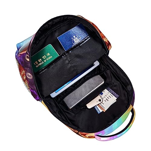 Qvlippga Rainbow E-evee School Backpack for Boys Girls Lightweight Bookbag Casual Rucksack Daypack for Hiking Travel