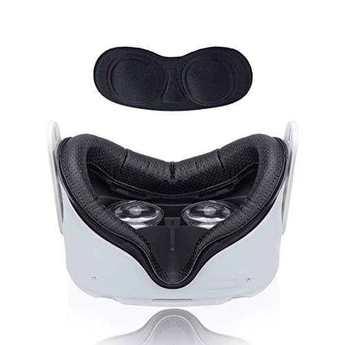Hibloks Face Cover Set for Meta/Oculus Quest 2 Accessories,Silicone face Cover+Shell Cover+Protective Lens Cover for Meta/Oculus Quest 2 (PU Face Cover Pad)