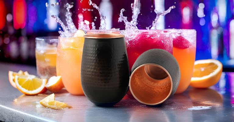 Staglife 20 Oz Black Matte Moscow Mule Pure Copper Tumbler Cups for Drinking Water, Genuine Copper Mugs for Moscow Mules, Hammered Real Solid Pure Copper Mug Cup, Gifts Set of 2, Large