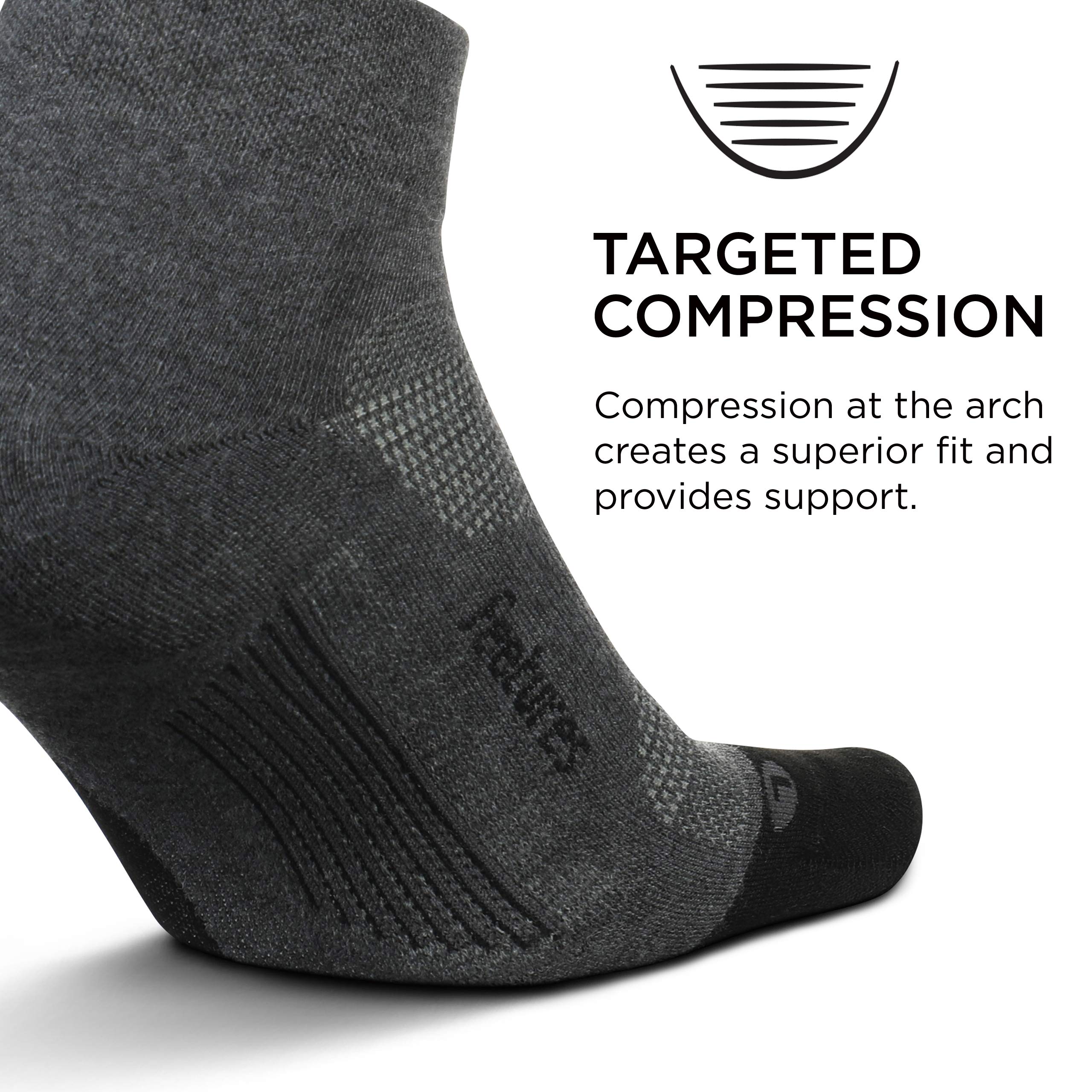Feetures Elite Max Cushion Low Cut Sock - Athletic Running Sock - Sport Sock with Targeted Compression - Gray, XL (1 Pair)