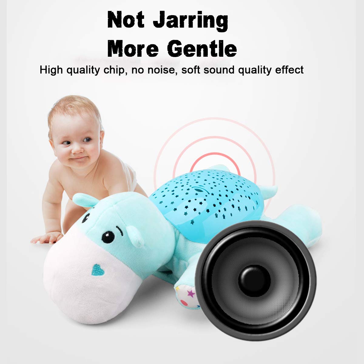 Fisca Baby Sleep Soother, Infant Sleeping Toy 60 Lullabies White Noise Starlight Projection Sound Machine (Plush Hippo)