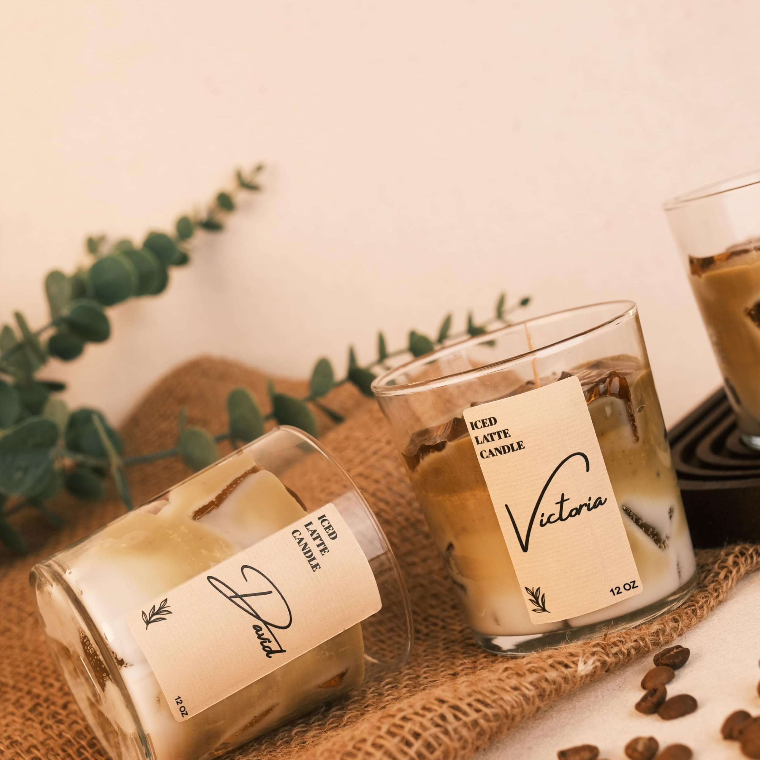 Personalized Iced Coffee Latte Candle β Custom Soy Wax Candle with Wooden Wick β Gift for Weddings, Birthdays, Bridesmaids, and Christmas Gifts