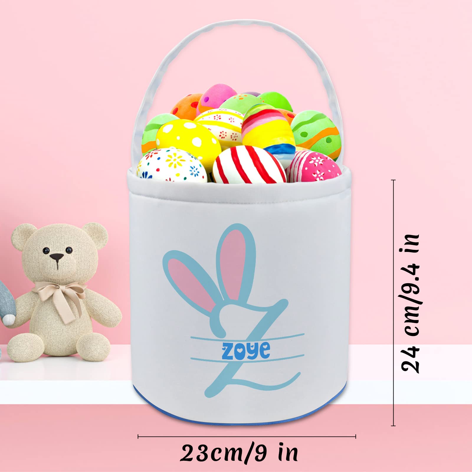 Personalized Easter Basket for Kids Boys Girls with Name Custom Buny Easter Baskets with Handle Eggs Candy Gift Bags Toy Storage Basket-Design 16