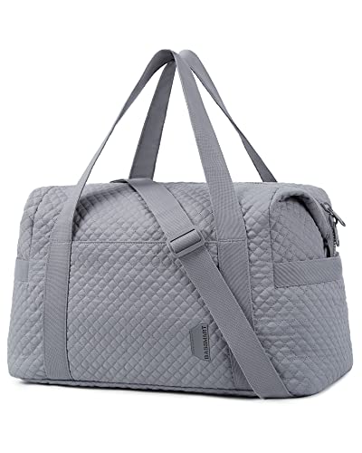 Weekender Bags for Women, BAGSMART Gym Bag with Yoga Mat, Travel Duffle Overnight Bag for Travel Essentials, Large Hospital Bag for Labor and Delivery(Grey)