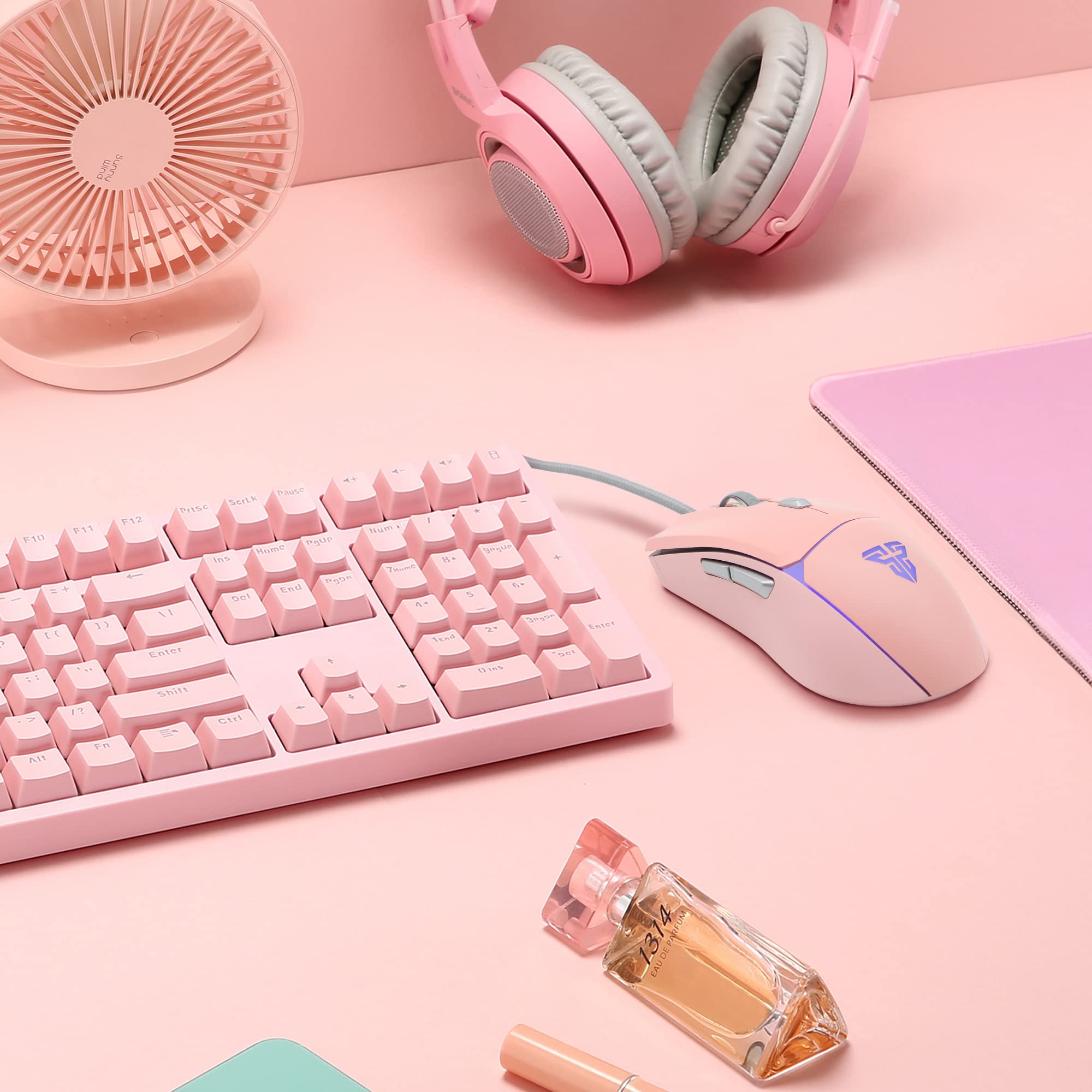 FANTECH Wired Gaming Mouse Up to 8000DPI, 6 Programmable Buttons PC Gaming Mice, Ergonomic Mouse with RGB Backlit, Ergonomic Gamer Laptop PC Mouse for Windows/PC/Mac/Laptop Gamer - Pink
