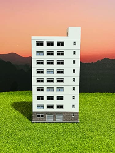 N Scale Train Railway Scene White Apartment Building Model - 1:160