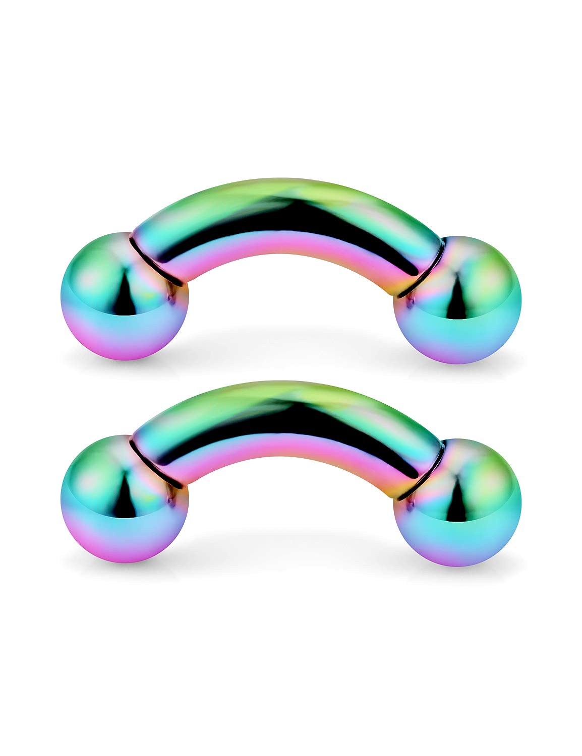 Ftovosyo PA Rings 316L Surgical Steel Internally Threaded Bent Curved Barbell for Women Men CR Ear Gauges Earrings 6G 12mm 1 Pair, Color Rainbow