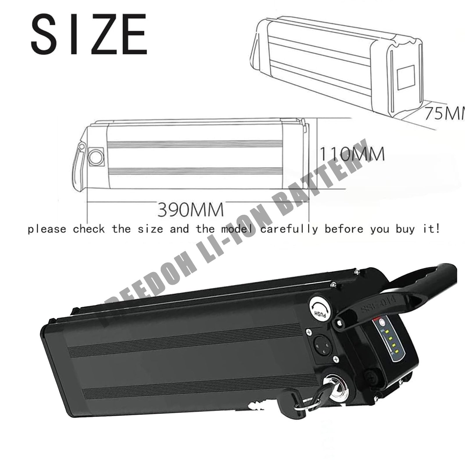 FREEDOH E-Bike Battery 48V Lithium Ion Ebike Battery Pack 8Ah 10Ah 13Ah 15Ah 17.5Ah 20Ah Replacement Li-ion Battery for 250-1000W Motors with Charger,48v,10Ah