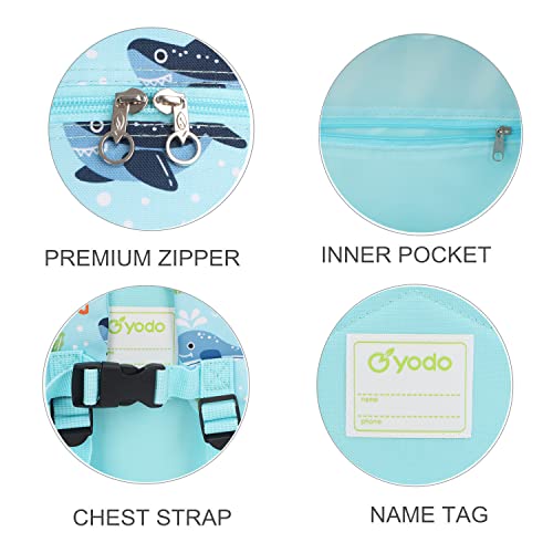 yodo Little Kids School Bag Pre-K Toddler Backpack - Name Tag and Chest Strap,Shark