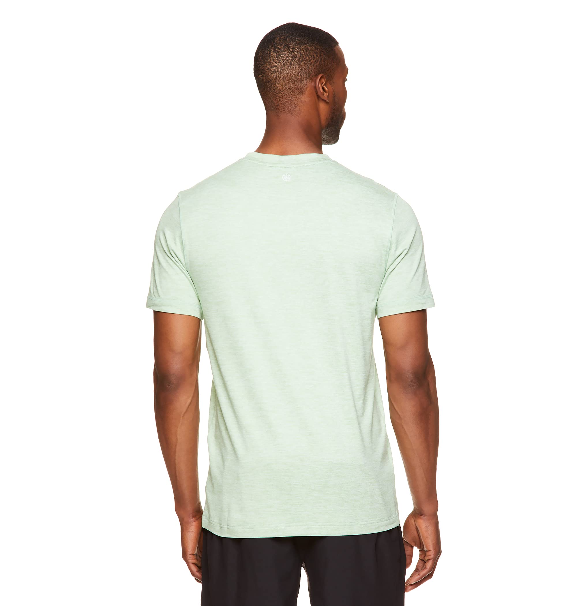 Gaiam Men's Athletic Yoga T-Shirt - Moisture Wicking Gym Training and Workout Shirt - Everyday Dusty Green Heather, Medium