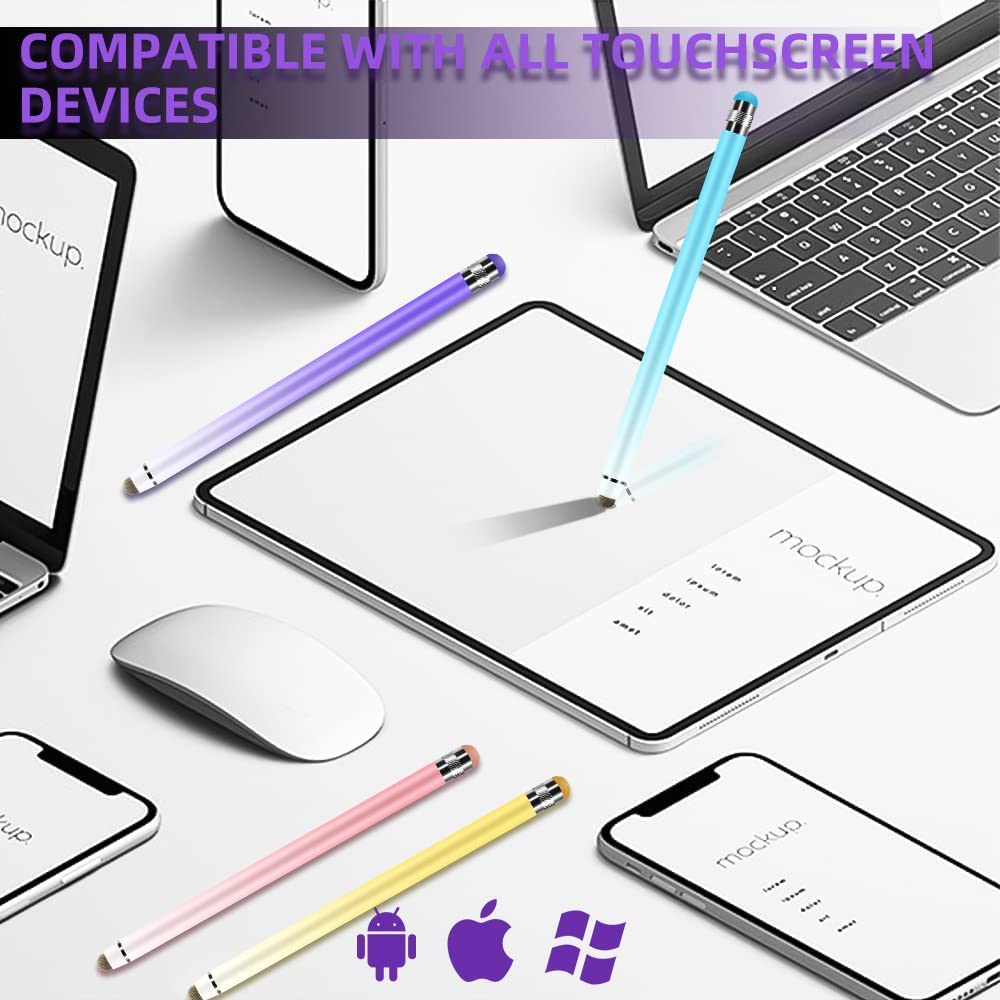 Mesen Universal Stylus Pens for Touch Screens, 4 Pcs High Sensitivity Fiber Tips with 8 Replaceable Tips Compatible with Apple/iPhone/iPad/iOS/Android/Samsung Tablets and All Capacitive Touch Screens