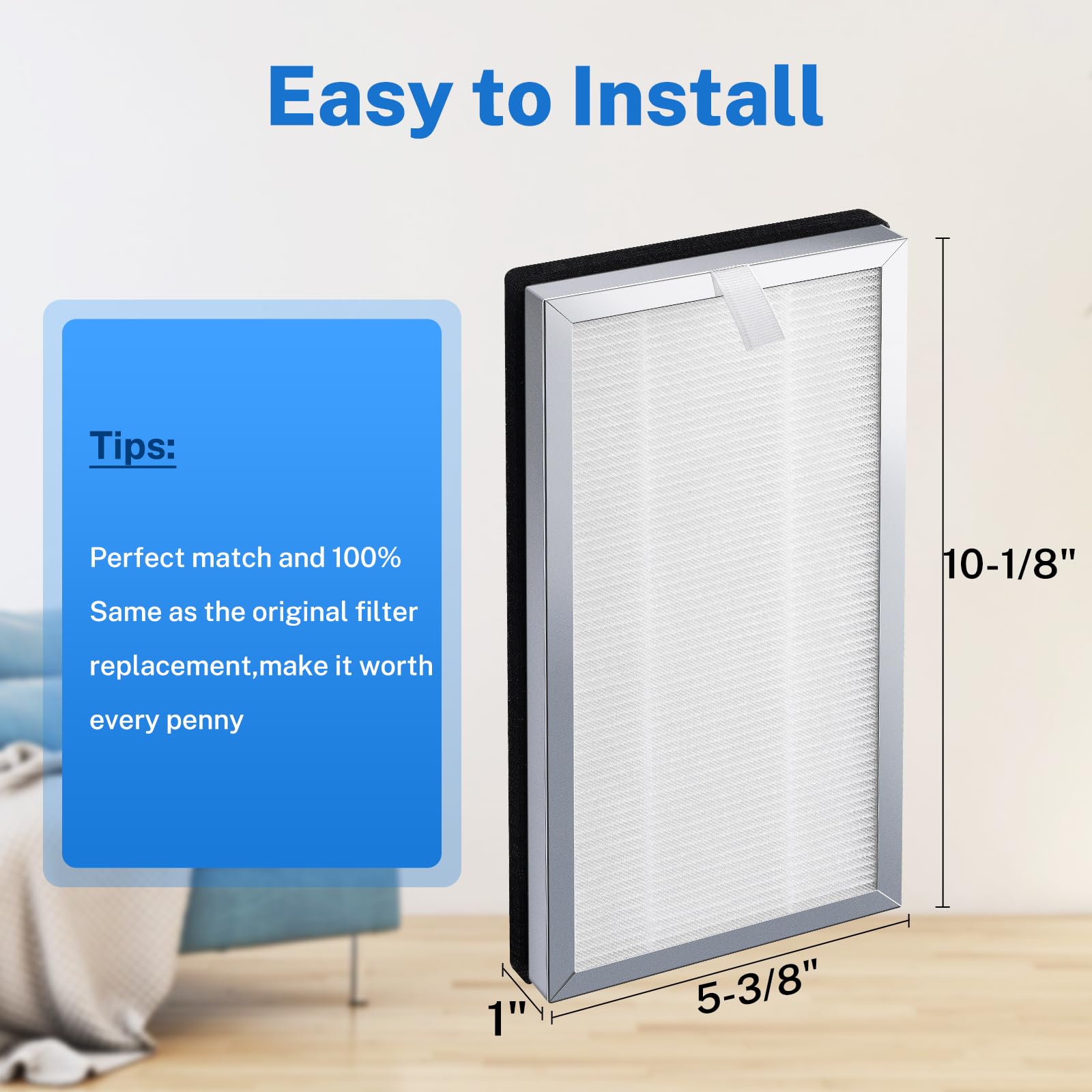 MESTICA Air Purifier Replacement Filter for MA#15, Compatible with MA#15 Air Purifier, 3 in 1 Integration of Pre-Filter, High Efficiency H13 True HEPA and Activated Carbon, 4-Pack