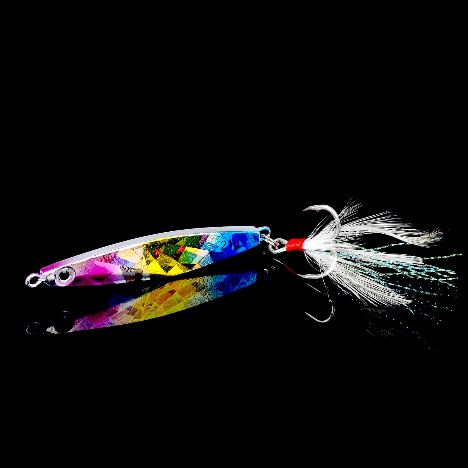 JD Tackle Freshwater/Saltwater Fishing Metal Jig Flat Fall with Treble Hook Lure 2.5IN 21G / 0.74OZ - 7 Pieces