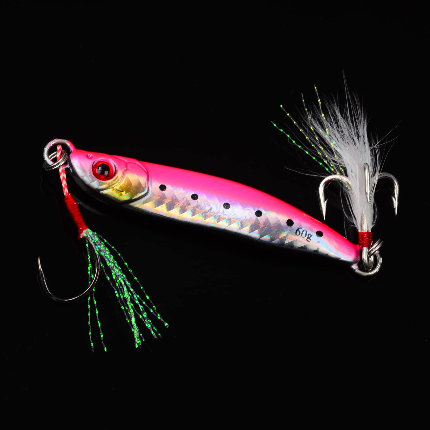 JD Tackle Ocean Saltwater Fishing Metal Lead Jig Vertical Lure 3.5IN 60G / 2.1OZ - 4 Pieces