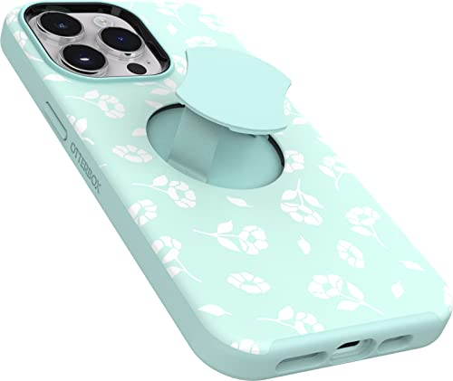 OtterBox iPhone 14 Pro (Only) OtterGrip Symmetry Series Case - POPPIES BY THE SEA (Blue), built-in grip, sleek case, snaps to MagSafe, raised edges protect camera & screen