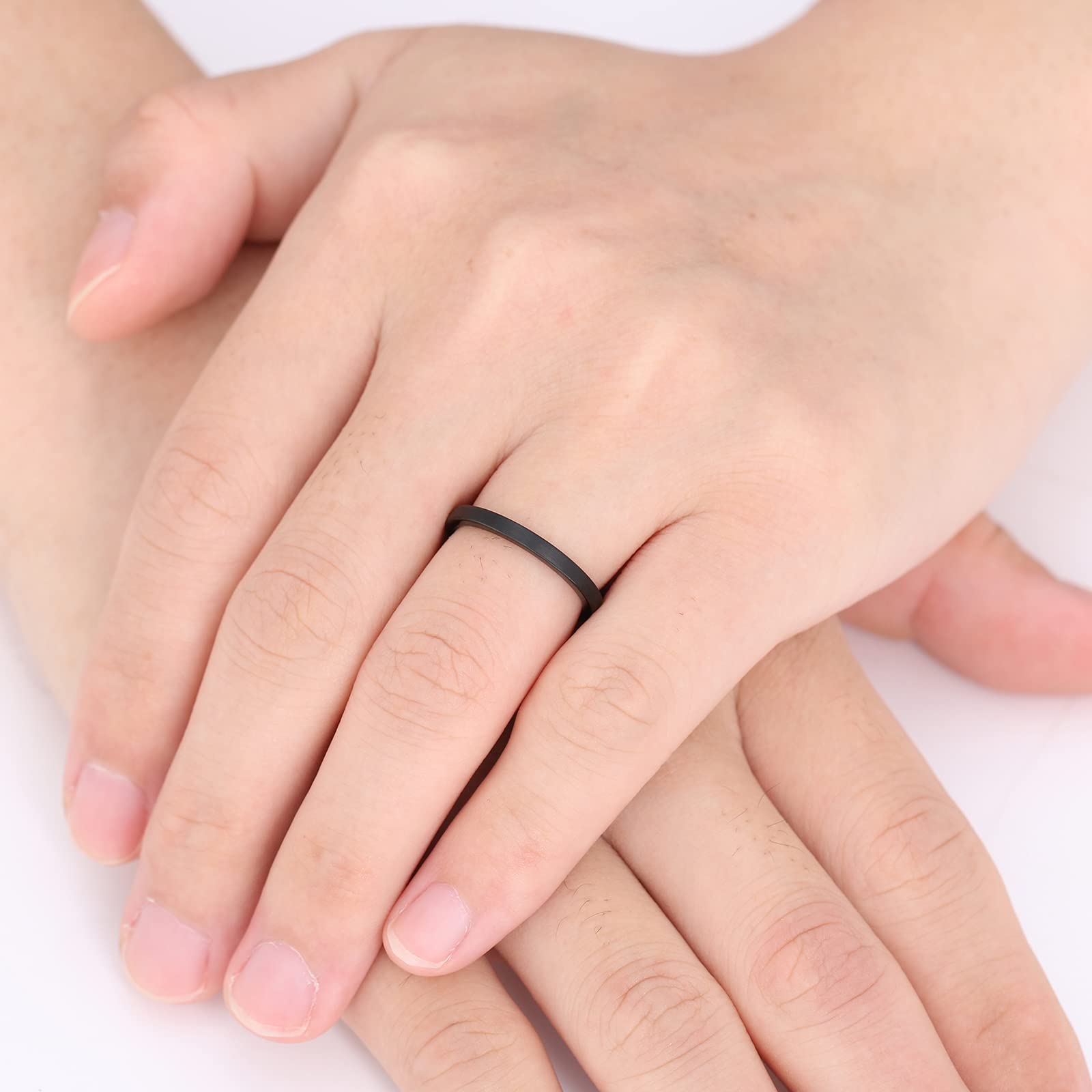 GALANI 2mm Tungsten Carbide Ring for Women Tungsten Wedding Ring Blue&Black Thin Engagement Propose Promise Ring Comfort Fit Size 8