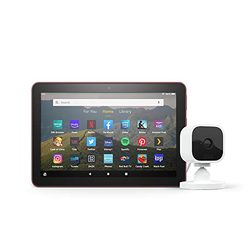 Fire HD 8 Smart Home Bundle including Fire HD 8 Tablet 32 GB Ad-Supported (Plum) with Blink Mini Camera
