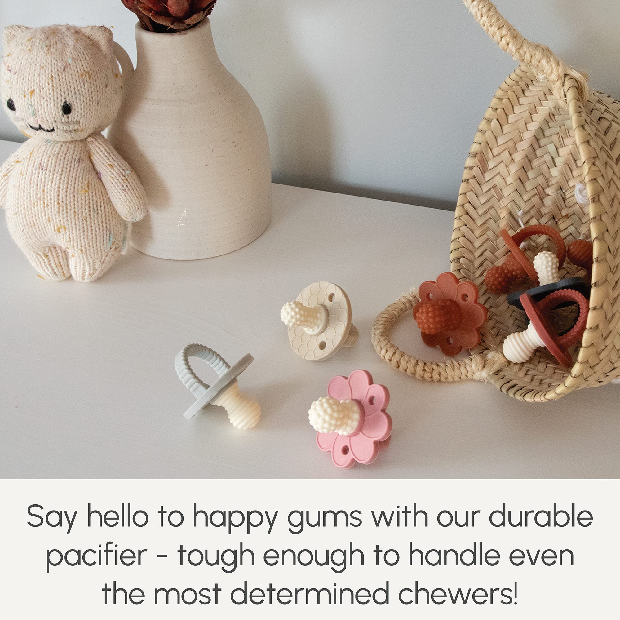 Soothipop Silicone Pacifier Teething Toys for Babies 0-6 Months 12, 18 Months - (2 Pack) Pacifier Shaped Baby Teether, Soft Teething Pacifiers for Babies Baby Teething Relief Bear (Mint & Cream)