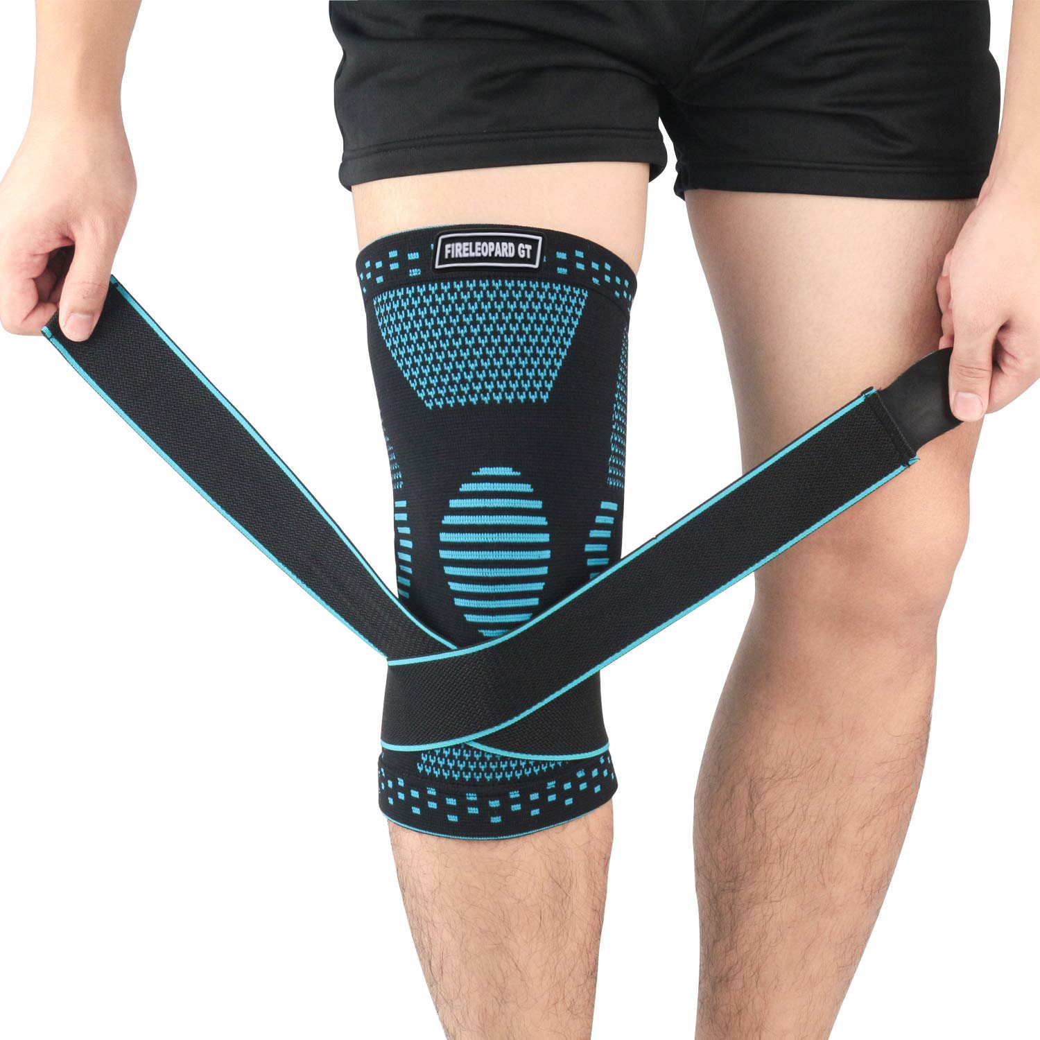 FIRELEOPARD GT 2 Pack Knee Compression Sleeve,Knee Brace Support for Men & Women,Premium Recovery for Meniscus Tear, ACL, MCL Running,Arthritis, Biking & Sports (Blue, X-Large)