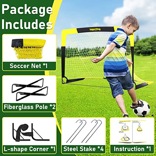 Happy Jump Soccer Goal Pop Up Foldable Soccer Net for Backyard 4'x3', 1 Pack