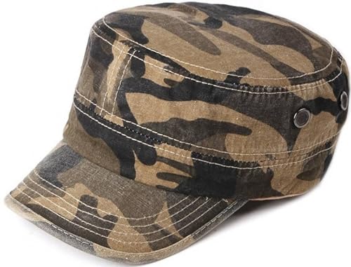 Fasbys Military Army Cadet Hat Men Women Unisex Cotton Flat Top Camo Baseball Cap Adjustable Daily Sports Camping Hat