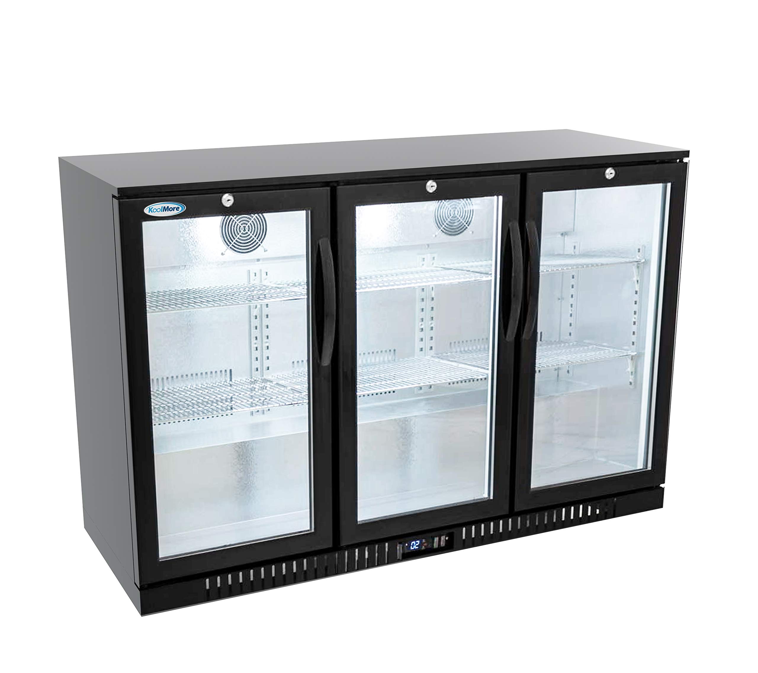 KoolMore - BC-3DSW-BK 3 Door Back Bar Cooler Counter Height Glass Door Refrigerator with LED Lighting - 11 cu.ft, Black