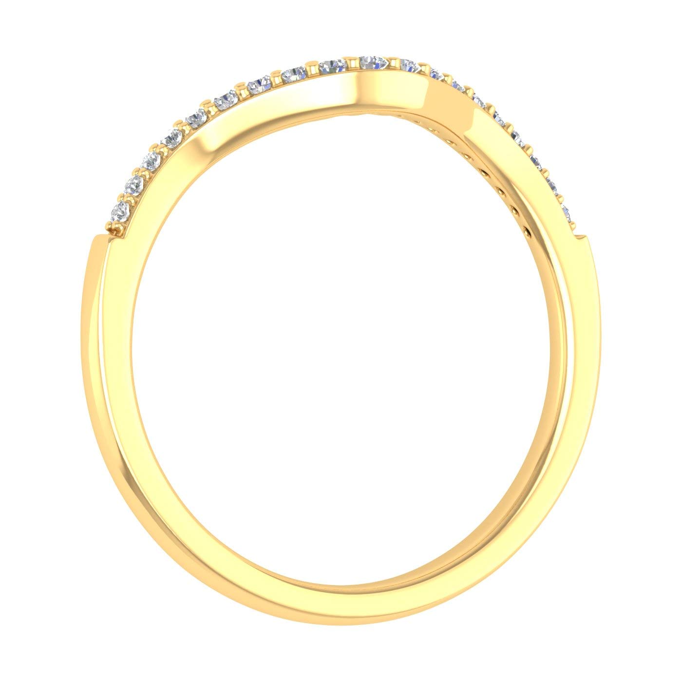 FINEROCK 1/10 Carat Ladies Diamond Wedding Stackable Band - Guard Ring in 14K Yellow Gold (Ring Size 5.5) (I1-I2 Clarity)