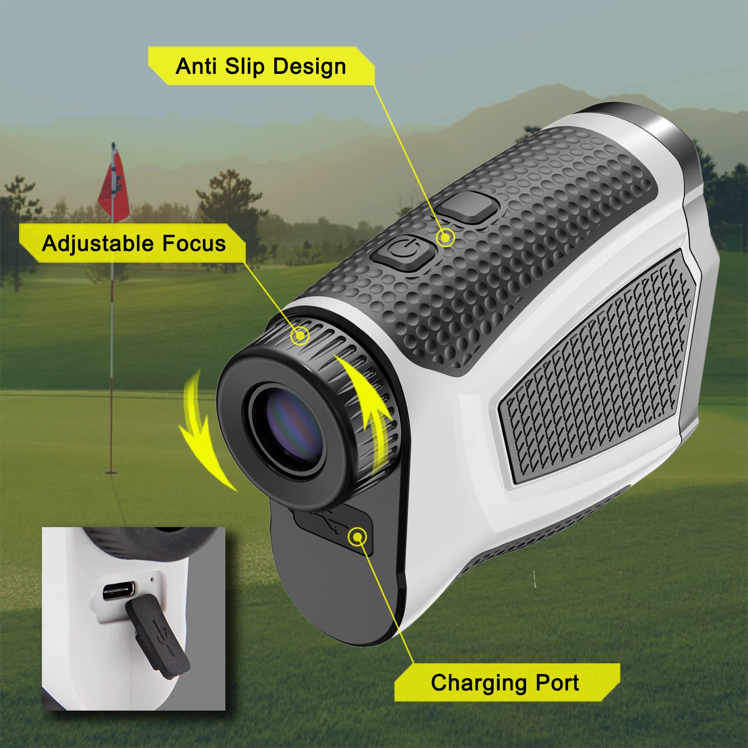 Golf Rangefinder Vaetuka Laser Rangefinder Magnetic 874Y 6.5X Magnification Clear View with Flagpole Lock & Vibration for hunt shoot golf