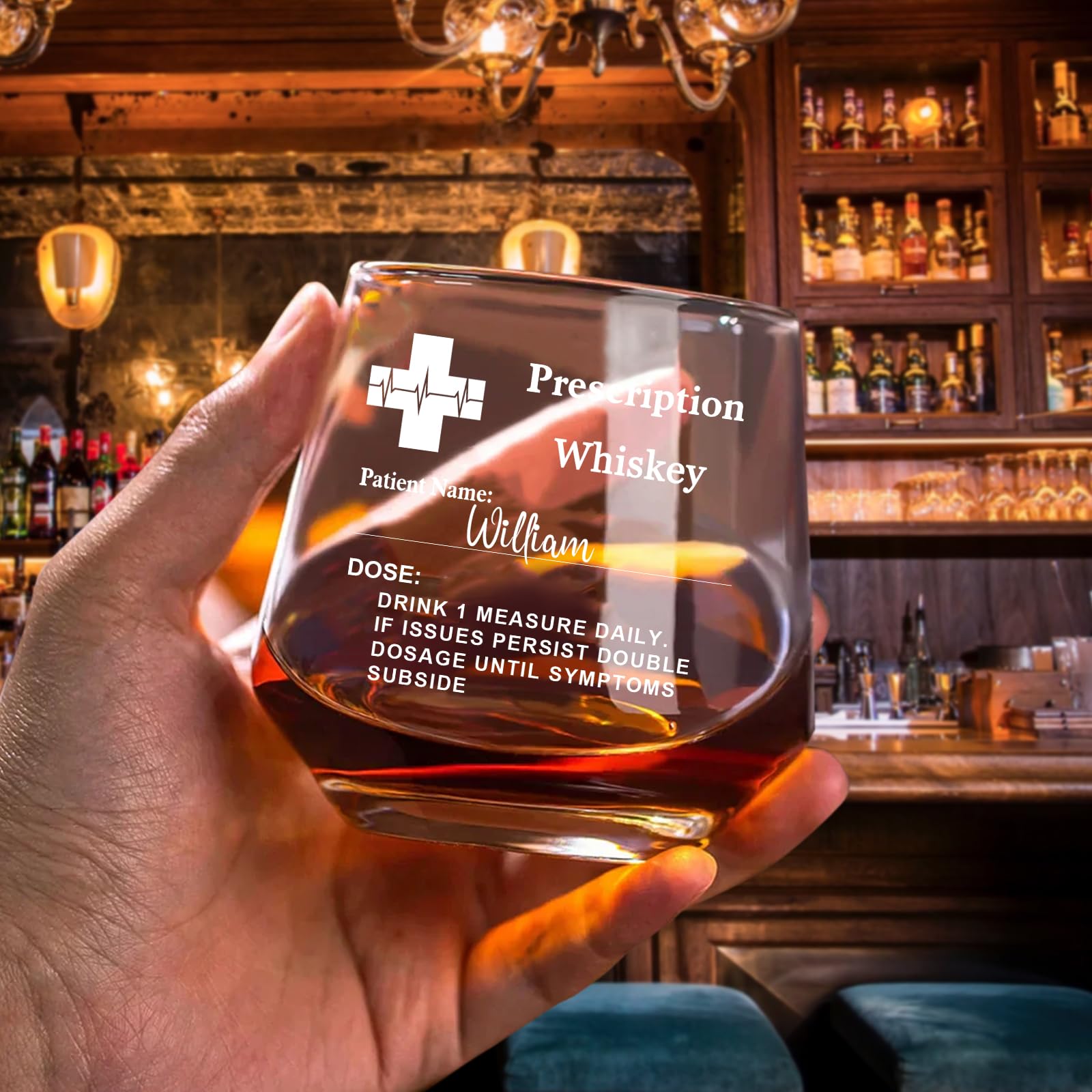 Personalized Prescription Whiskey Glass Gift - Custom Engraved Bourbon Whiskey Glasses for Fathers Day, Wedding - Personalized Cocktail Glass Premium Luxury Gift for Men Groomsman Dad