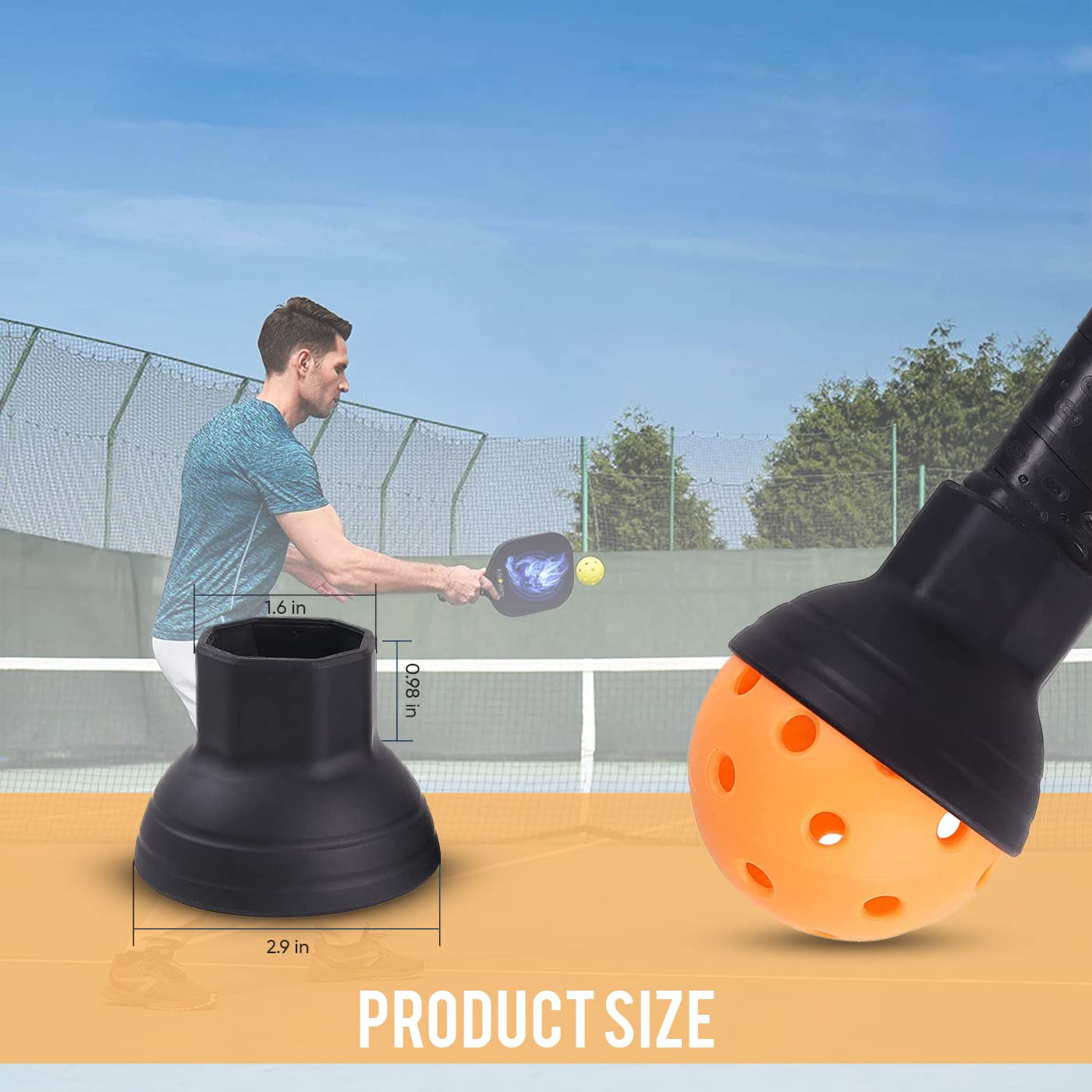 FITROVERTS Pickleball Retriever ◆ Small Accessory That Easily Attaches to Most Pickleball Paddles and Aids in Picking Up Pickleballs Without Having to Bend Over
