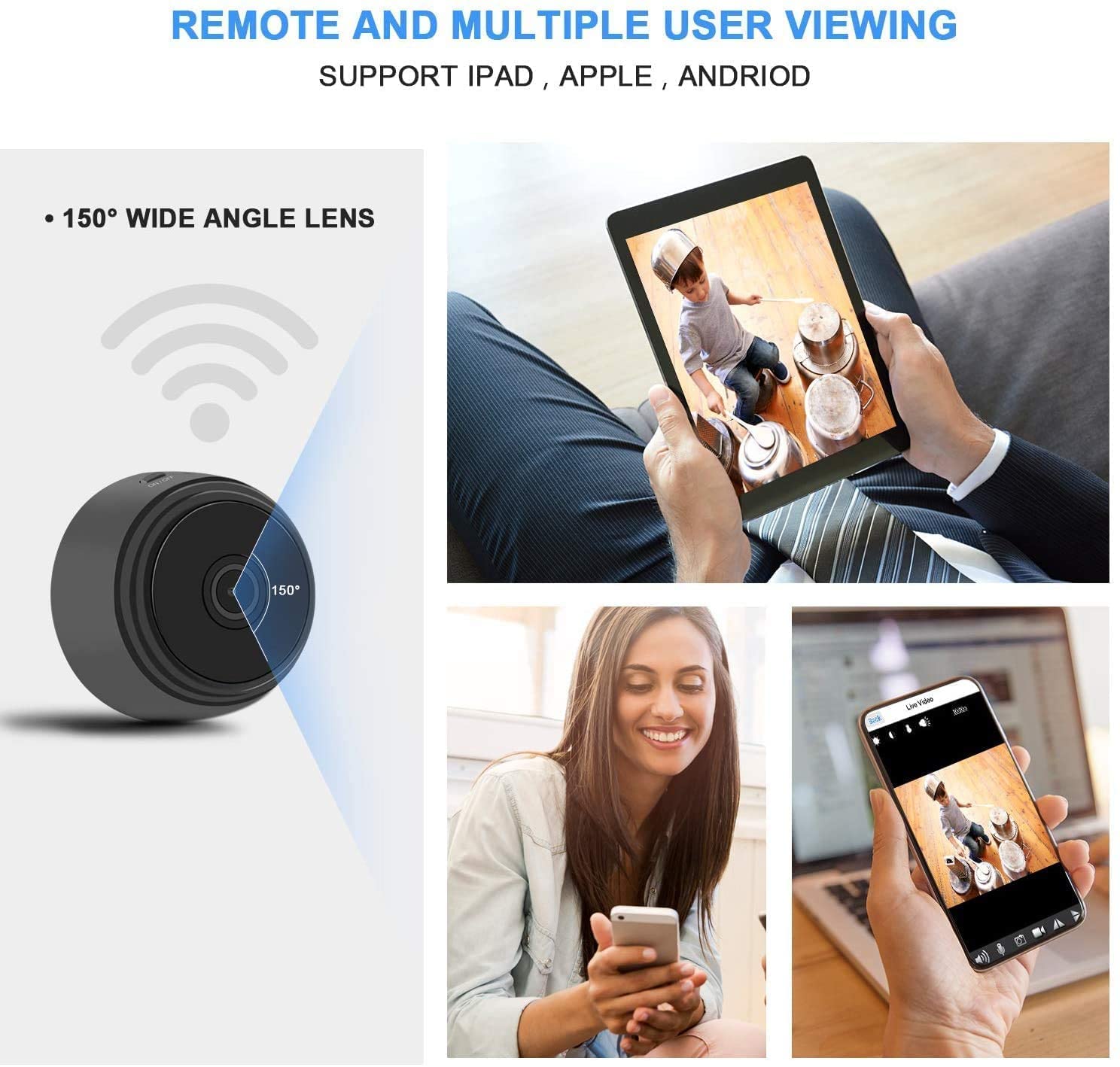 Kestanlora Mini Camera WiFi Hidden Camera Wireless Spy Cam with Night Vision Nanny Cam HD 1080P Home Security and Indoor