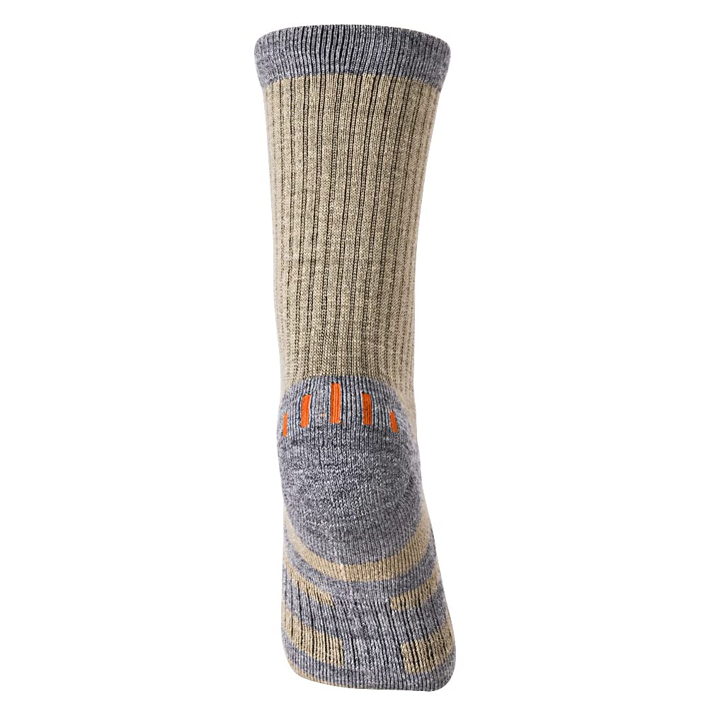EnerWear 4 Pack Women's Merino Wool Outdoor Hiking Trail Crew Sock (US 9-11, Khaki E)