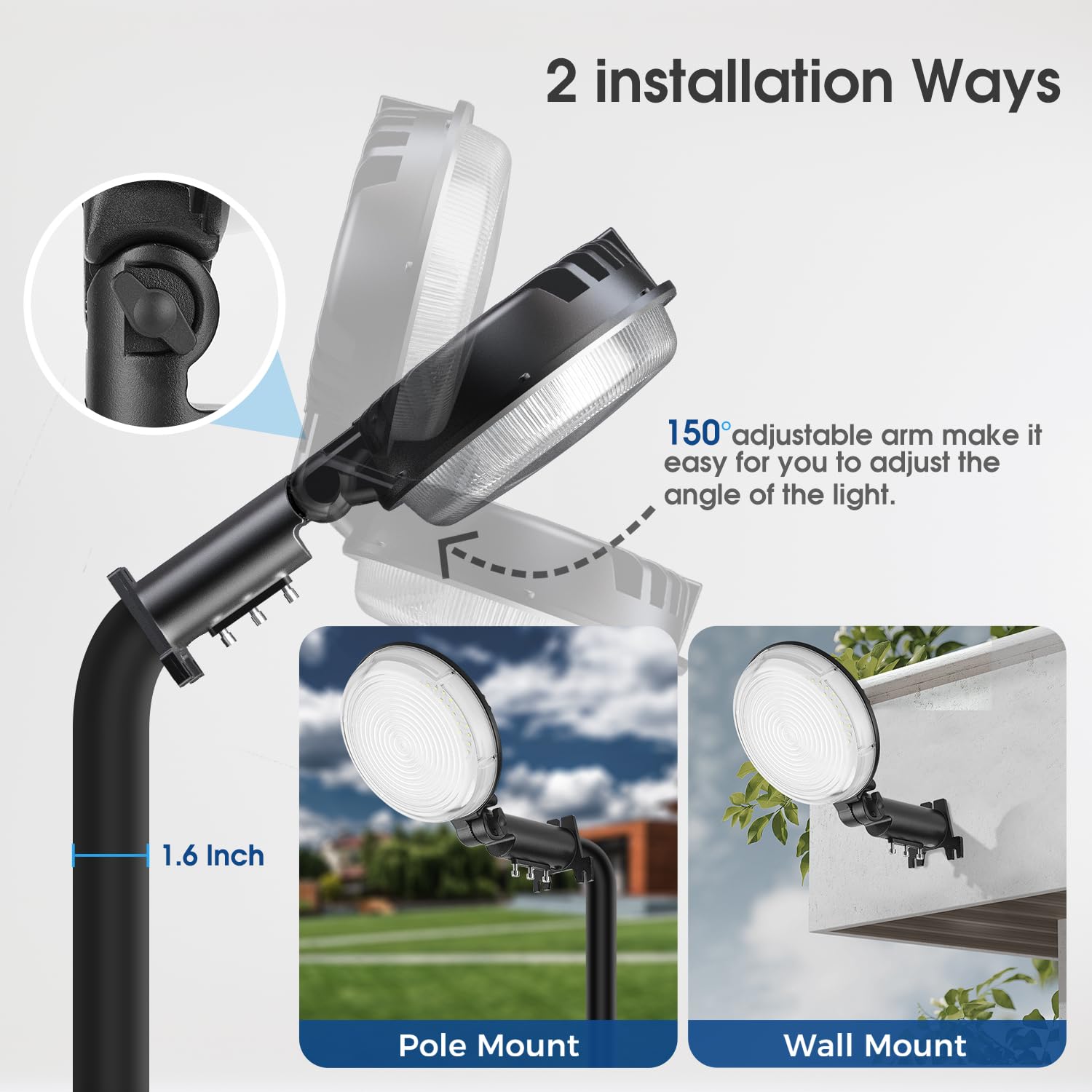 StarMoitic LED Barn Light, 150W 20000LM Dusk to Dawn Outdoor Lighting, Yard Light IP66 Waterproof, 150ยฐ Angle Adjustable Bright Outdoor Street Light for Garden, Garages, Attics, Patios, and Barns