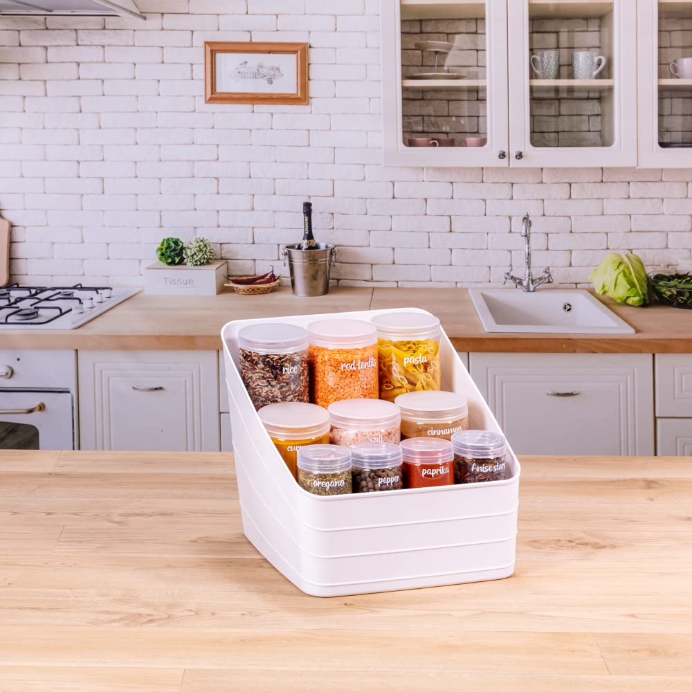 Starplast Medium Closet Bins 4-Pack – 12.3" x 12.1" x 10.7" BPA-Free, Flexible Polyethylene Storage Bins with Wide Openings, 1 Handle, and Sturdy Base for Home, Office, or Dorm – White