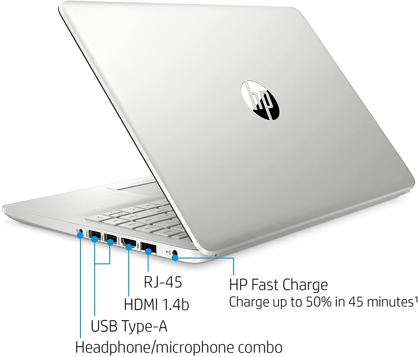 HP 14 Laptop HD Touchscreen, AMD Ryzen 3 3250U Processor(up to 3.5 GHz), 8GB DDR4 RAM, 256GB SSD, HDMI, Bluetooth, Wi‑Fi 5,Webcam,Win11,Natural Silver