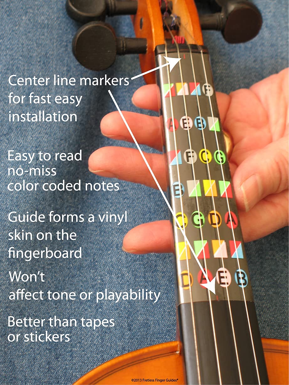 Fretless Finger Guides 4/4 Beginner Violin Finger Guide Helps You Learn to Play Violin Songs and Scales Quickly. No Glue or Adhesive