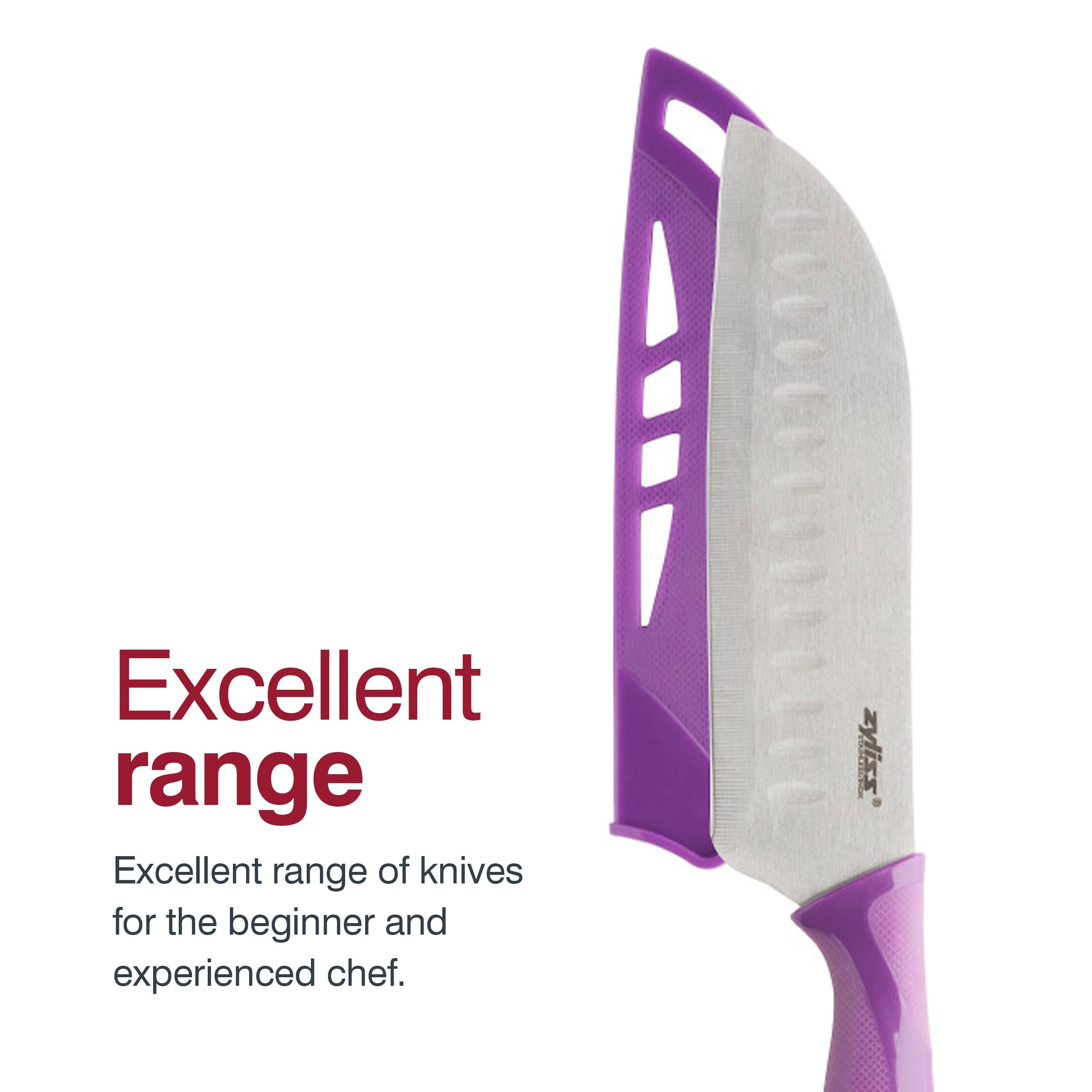 Zyliss 6 Piece Knife Value Set - Gifts for Cooks - Culinary Chef Gift - Kitchen Knife Set with Sheath Covers - Chef's, Santoku, Utility, Serrated Paring, Paring & Peeling Knives - Stainless Steel