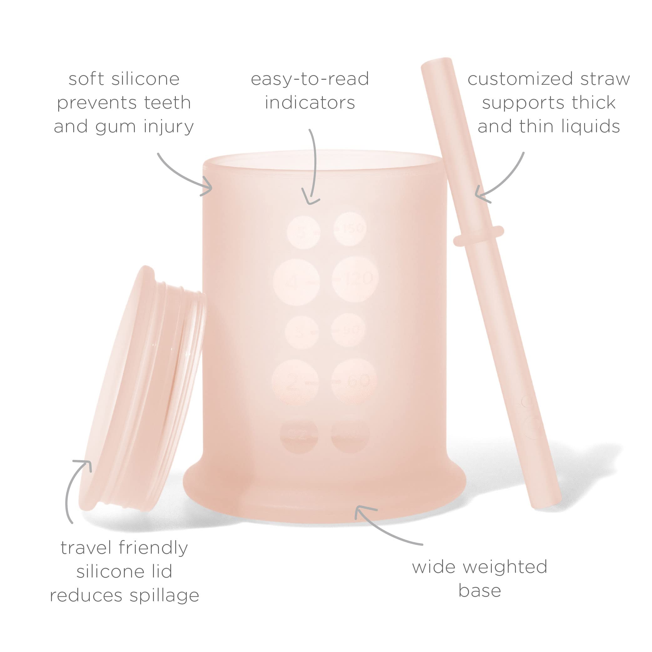 Olababy Silicone Training Cup with Straw Lid Bundle Coral + Lemon