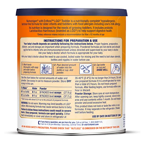 Enfamil Nutramigen Hypoallergenic Toddler Formula with Iron, Lactose Free, Colic Relief from Cow's Milk Allergy Starts in 24 Hours, Brain Building DHA, 12.6 Oz Can, 6 Count