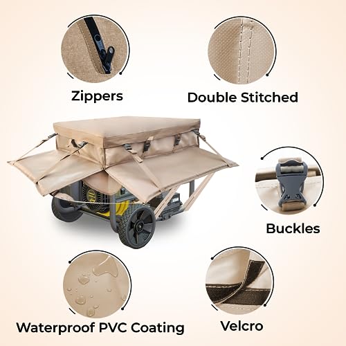 IMPROVED! Generator Cover while Running Heavy Duty 100% Waterproof Portable Generator Enclosure Tent to Run in All Weather- 3 Layers Protection Shed with Inbuilt Frame for 3500w-12000w Generators
