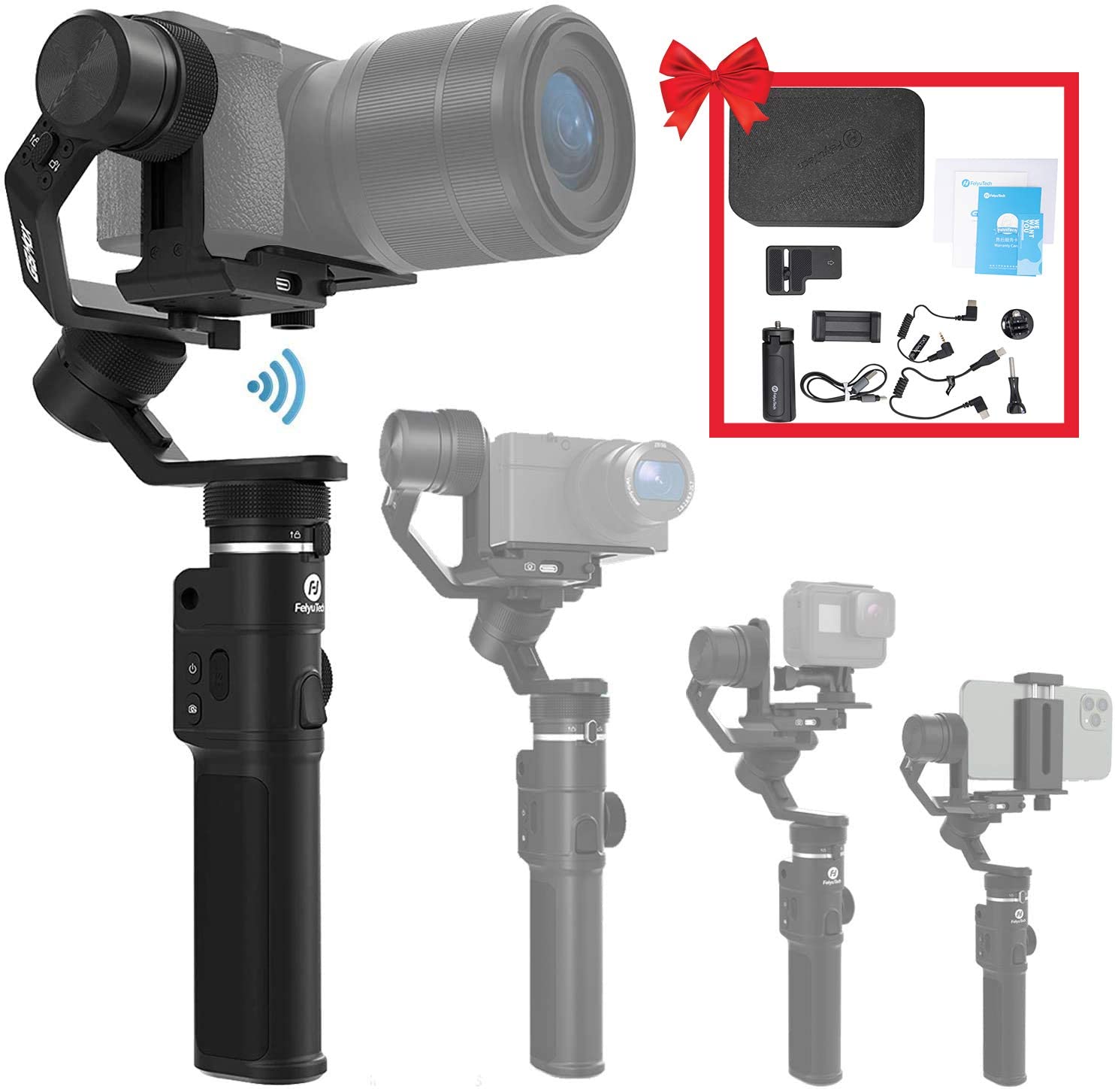 FeiyuTech G6 Max 3-Axis Camera Gimbal Stabilizer for Small Mirrorless/Pocket/Action Camera/Smartphone for Sony a6300/a6500 α7SII RX100 Gopro 9/8/7/6/5 iPhone 12 Samsung S10+, 2.65lb Payload