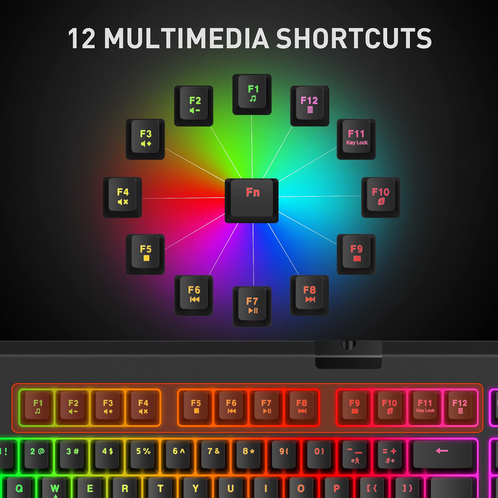 havit Rainbow Backlit Wired Gaming Keyboard 104 Keys Gaming Keyboards LED USB Ergonomic Keyboard for PC Windows Gamers