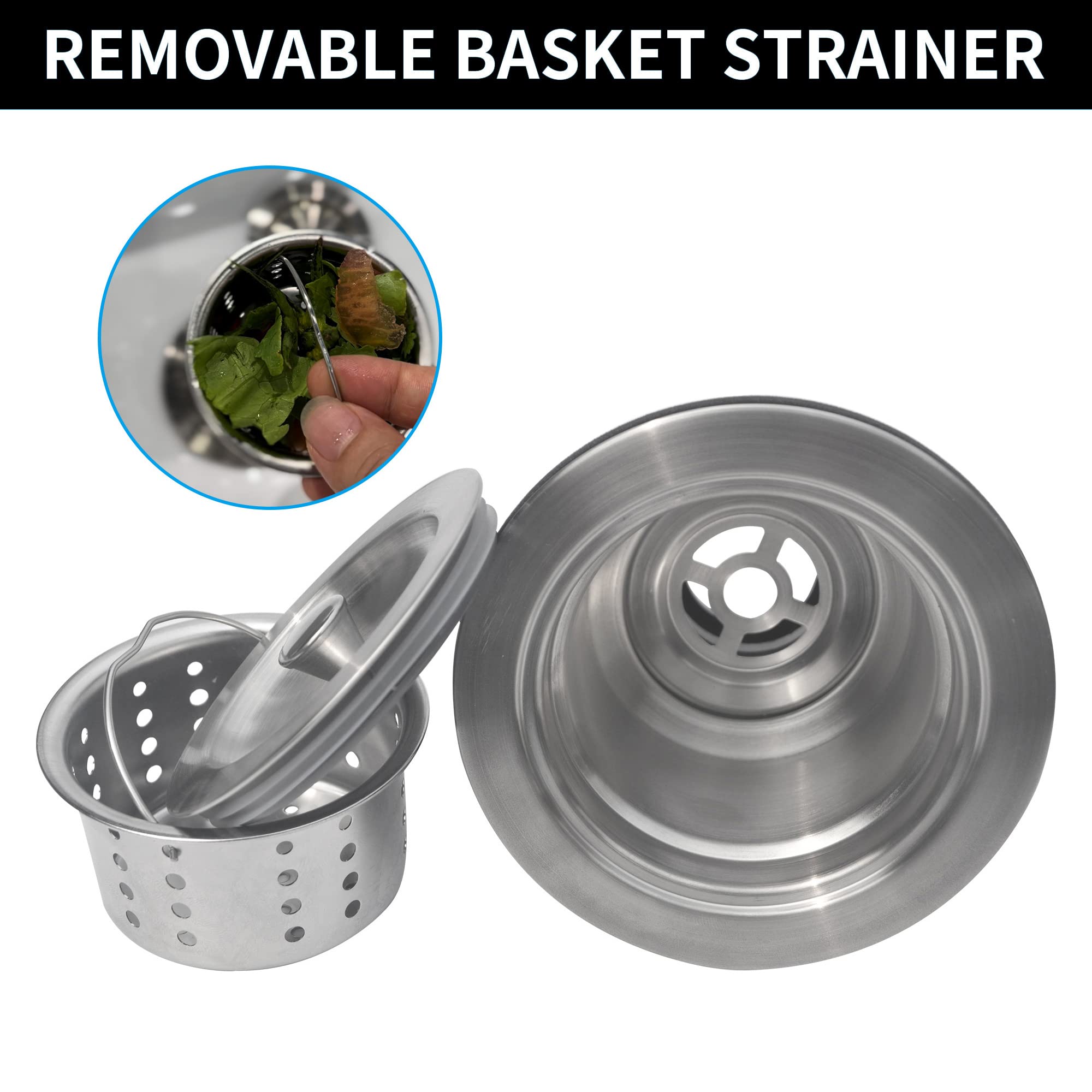 LYNNADO Sink Strainer Kitchen Sink Drain Assembly Kit 3-1/2 Inch with Kitchen Sink Drain Basket,304 Stainless Steel Sink Stopper & Cover Lid,Stainless Steel Brushed