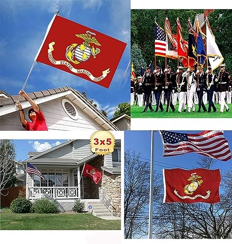 US Marine Corps USMC Flag 3x5 Outdoor Double Sided - Heavy Duty Polyester US Military Army Flags Long Lasting with 2 Brass Grommets…
