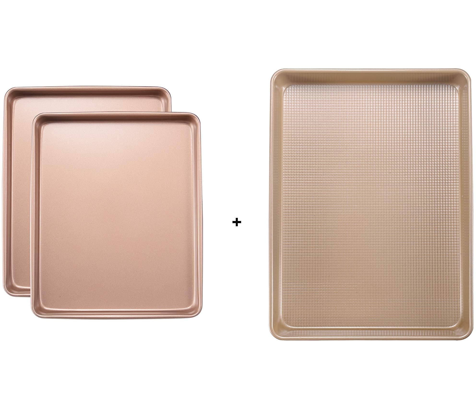 Joho Baking Sheet Pans Cookie Sheet,Nonstick Bakeware Cookie Pan Set,Large Baking Sheet for oven,13inch,18inch, Gold