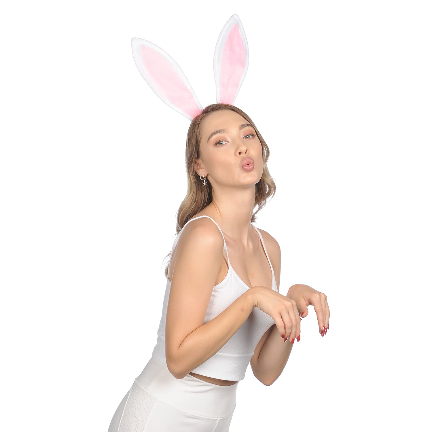 Funcredible White Bunny Ears Headband, Bunny Tail and Bowtie - Bunny Costume Set - Rabbit Costume Cosplay Accessories for Kids and Adult