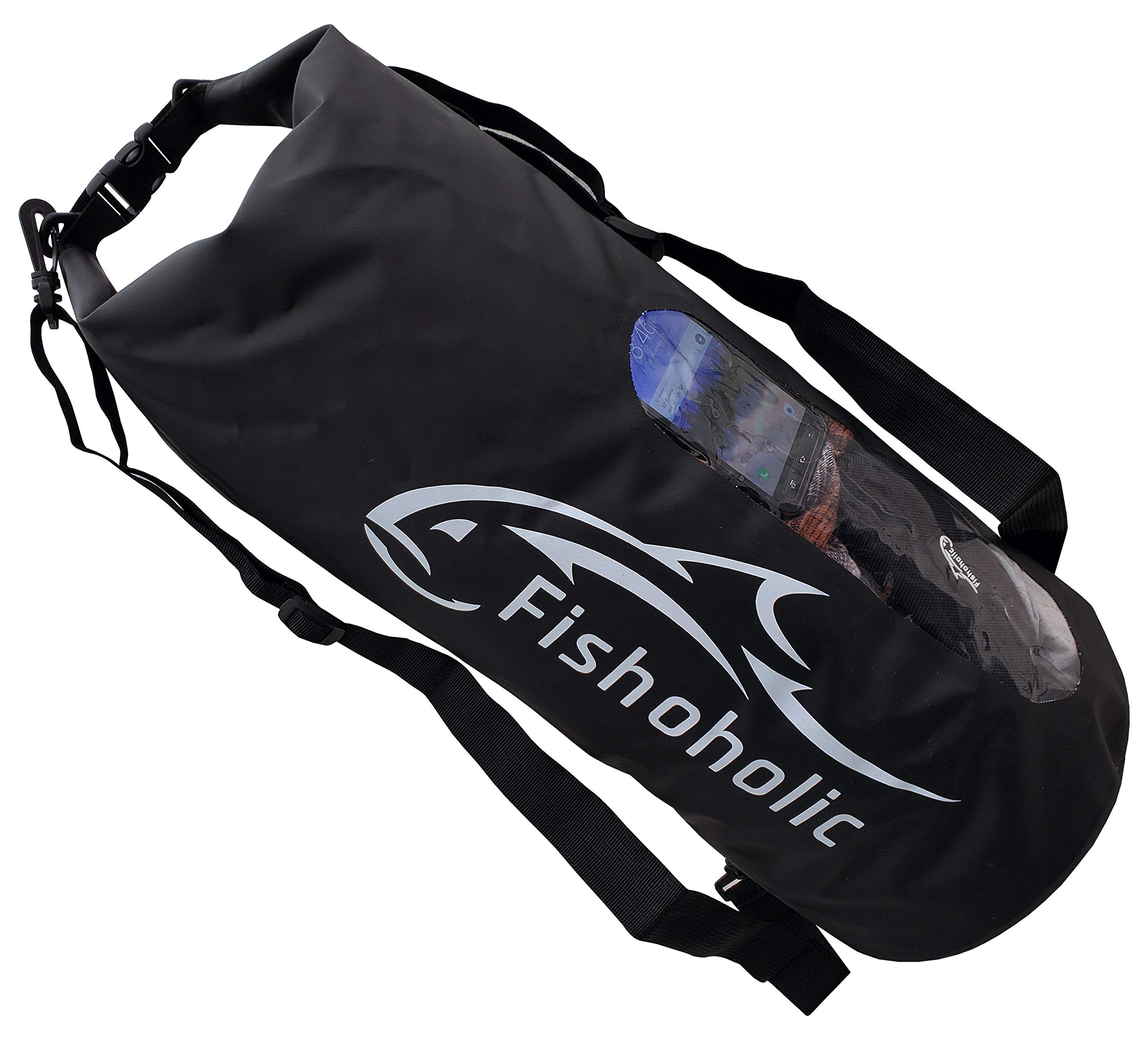 Fishoholic Dry Bag - Waterproof Gear Bags - Fail-Safe Snap - Made Tough & Durable for Kayaking Boating Fishing Hiking Camping Paddle Board & Tailgaiting (semi-clear, 5L)