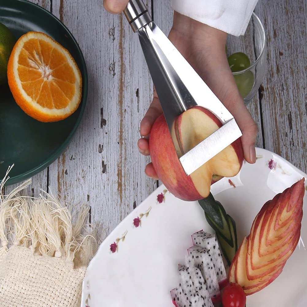 Oligemok Steel Fruit Carving Knife, Triangular Shape Fruit Vegetable Knife Slicer,Sculpting, Fruit Party(2 Pcs)