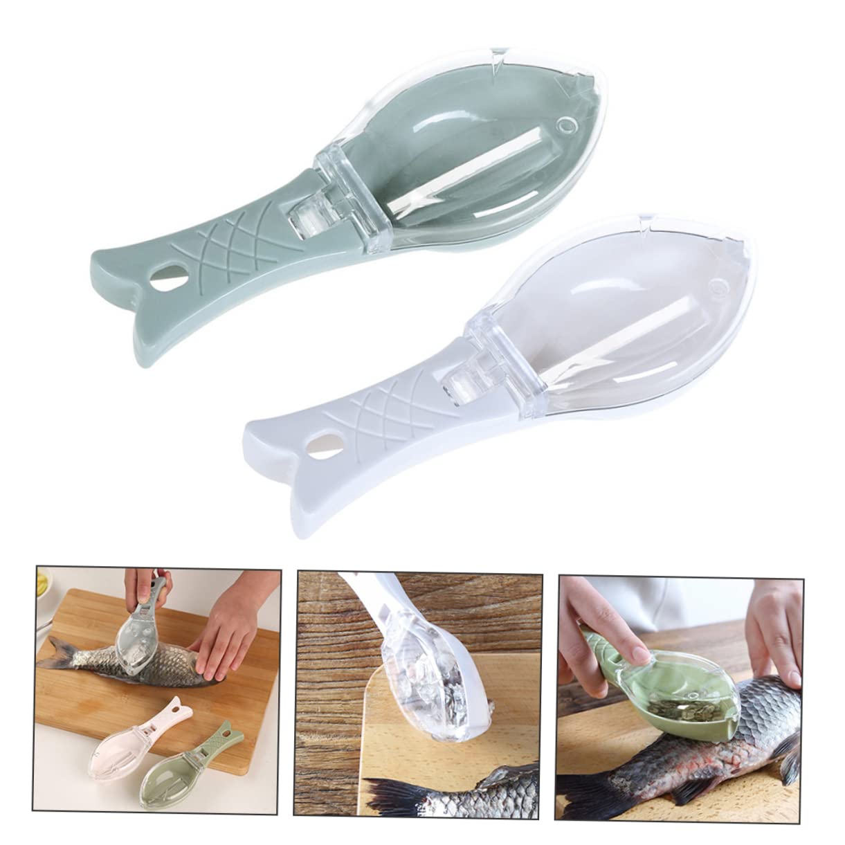 Holibanna 6 pcs Scale Remover Fish Cleaning kit Shrimp deveiner Tool frogmore Shrimp Cleaner Fish Scaler Shrimp Peeler and deveiner Tool Coconut Grater Tools as Peeling Machine with Cover